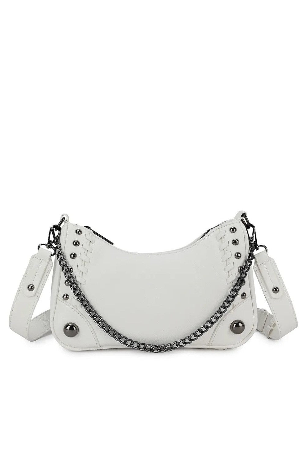Cross Body Studded Detail Chain Bag - White – AJ VOYAGE
