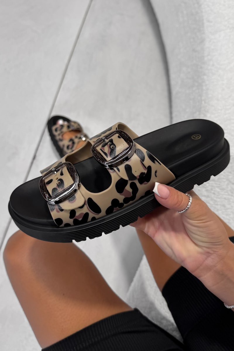 LEAH Chunky Buckle Sandals - Leopard – AJ VOYAGE