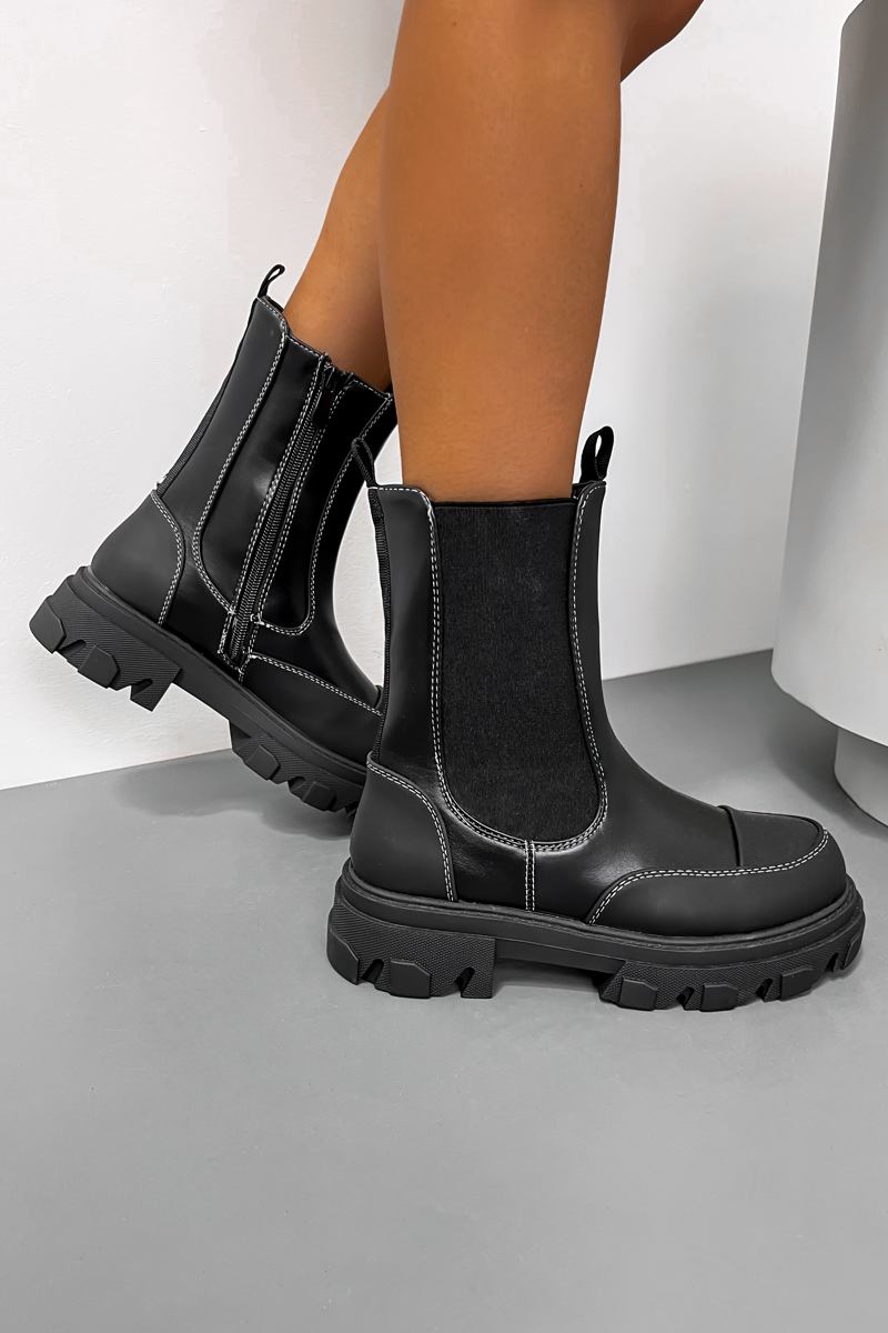 RIOT Chunky Mid Boots - Black – AJ VOYAGE